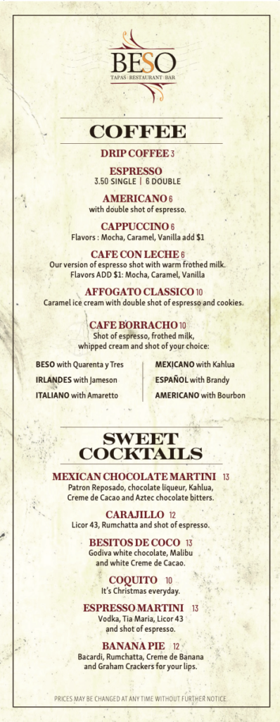 Dessert Menu – Beso