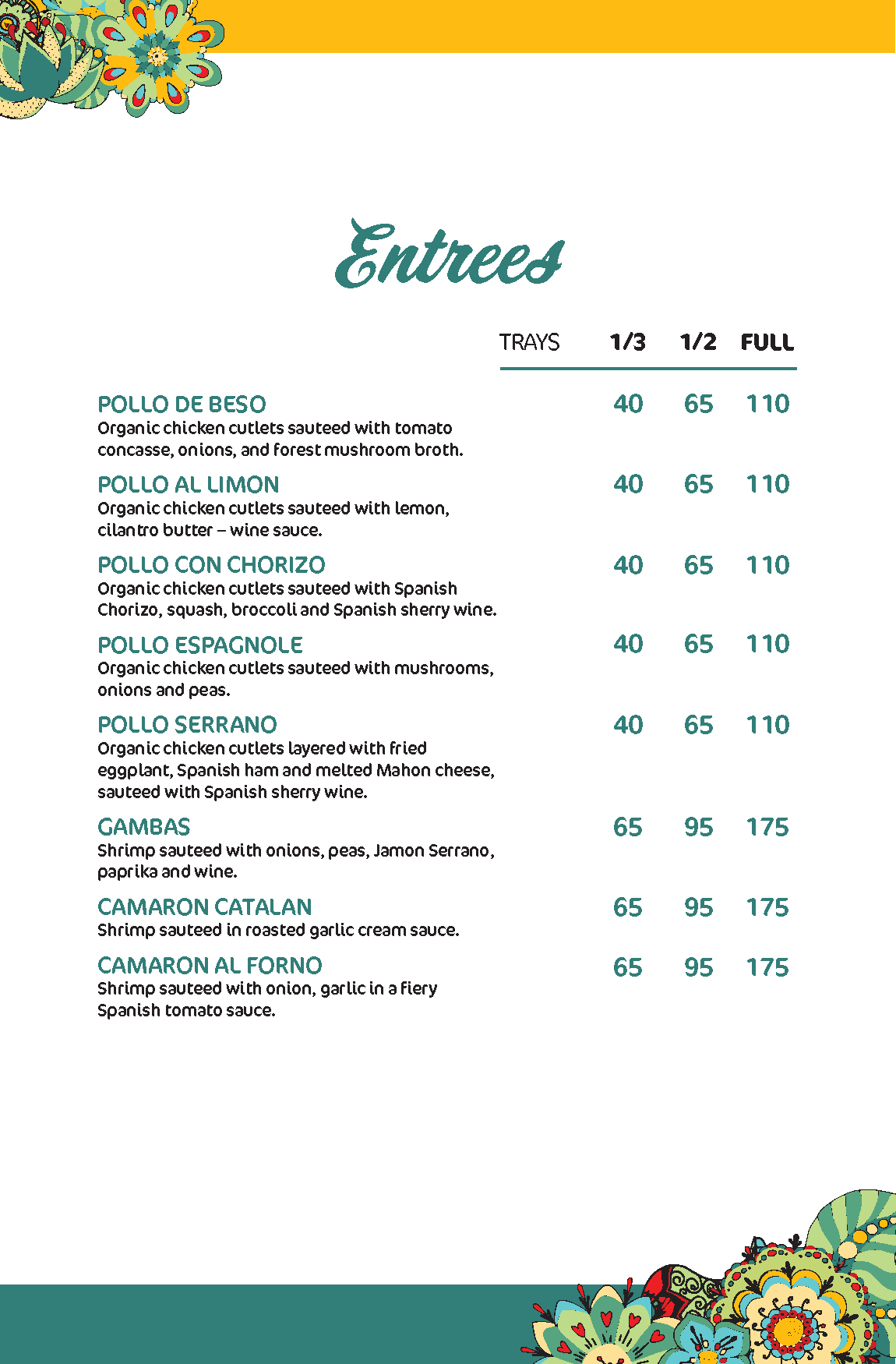 Catering Menu – Beso